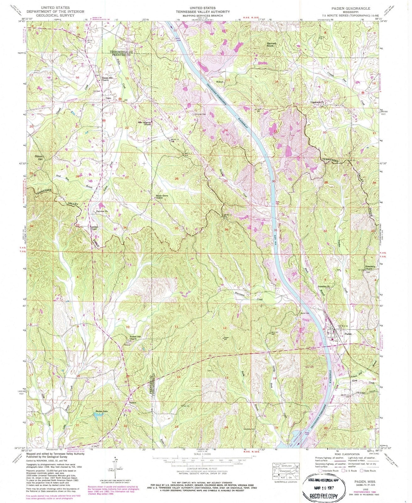 1950 Paden, MS - Mississippi - USGS Topographic Map – Historic Pictoric