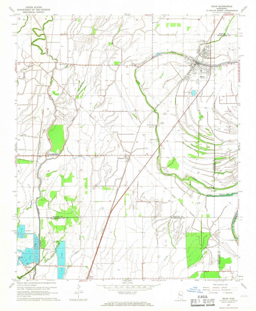 1967 Shaw, MS - Mississippi - USGS Topographic Map – Historic Pictoric