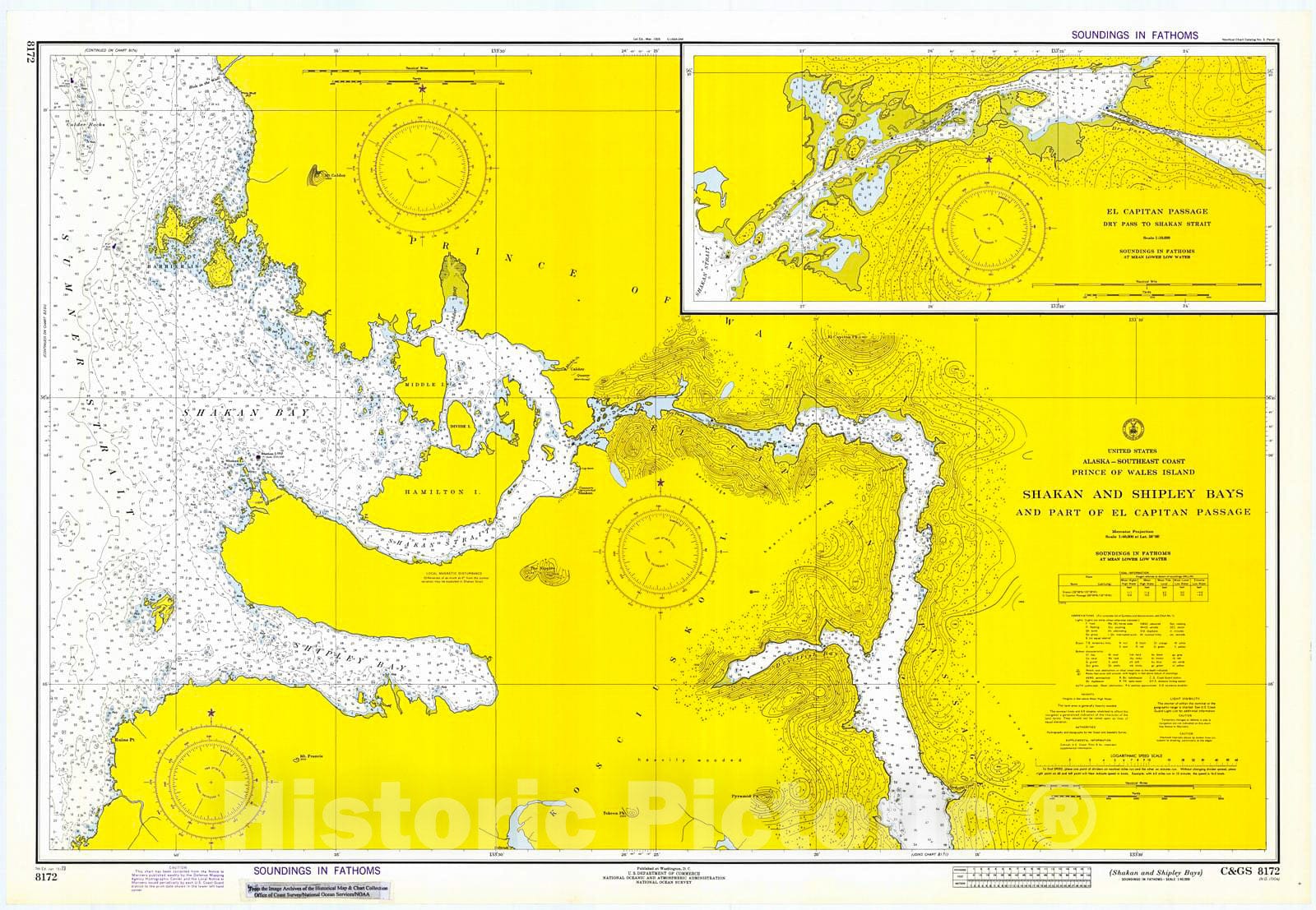 Historic Nautical Map - Shakan & Shipley Bays, 1973 NOAA Chart - Alask ...