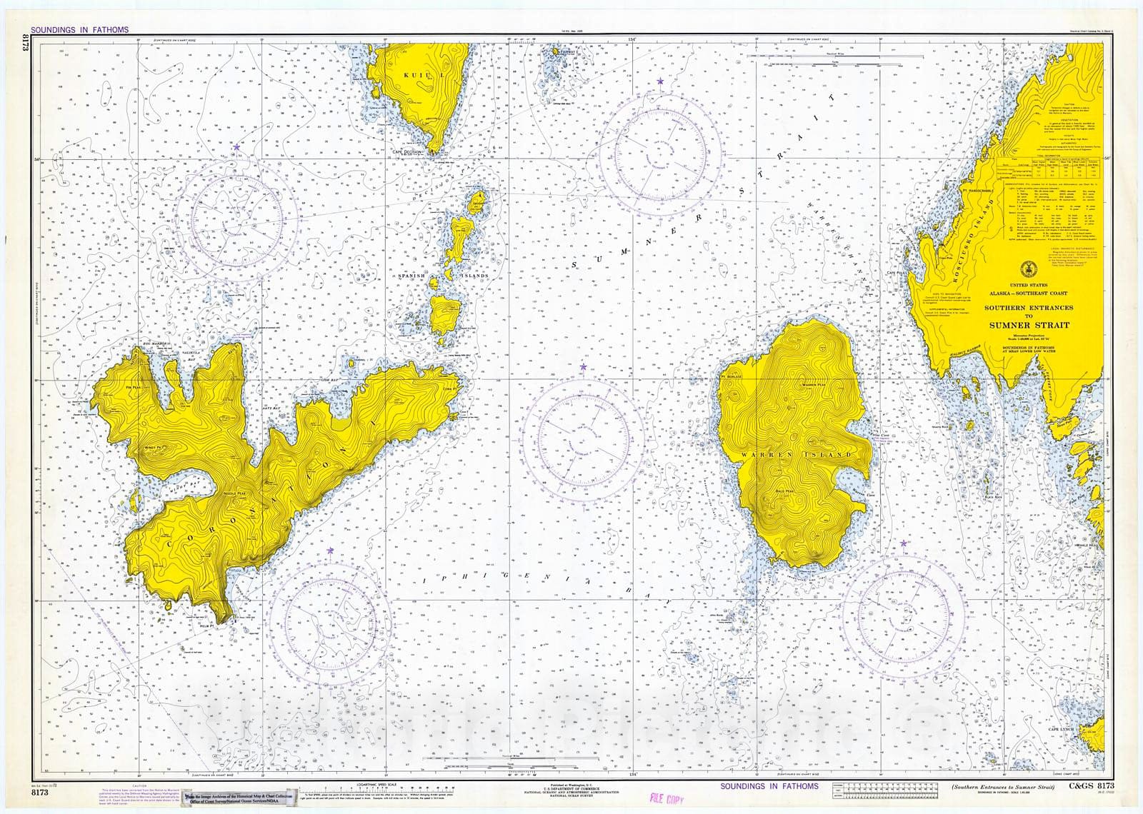 Historic Nautical Map - Southern Entrances To Sumner Strait, 1973 NOAA ...