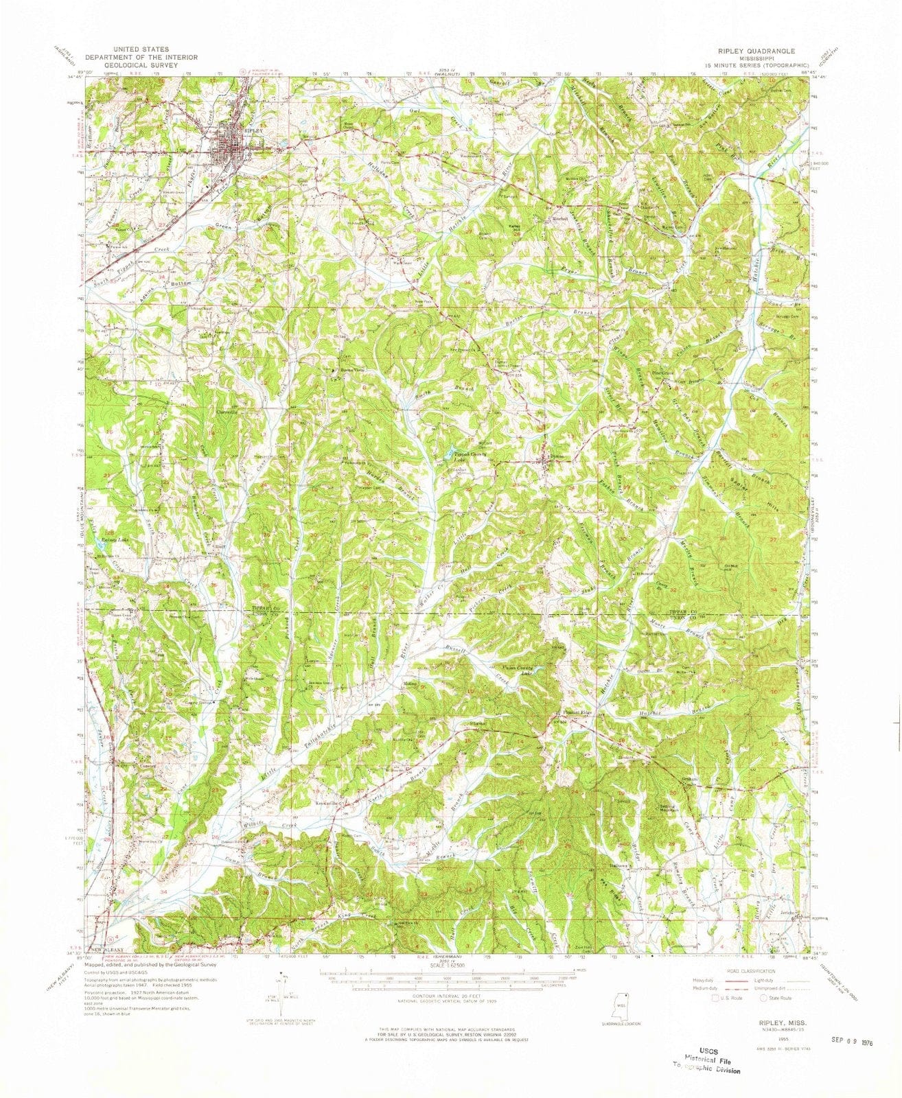 1955 Ripley, MS - Mississippi - USGS Topographic Map – Historic Pictoric