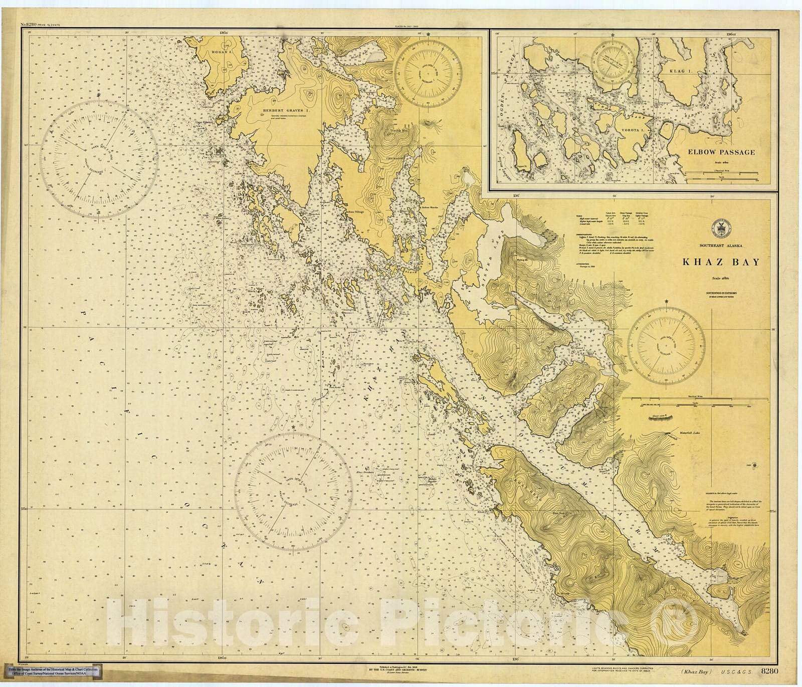 Historic Nautical Map - Khaz Bay, Ak, 1928 NOAA Chart - Alaska (AK ...
