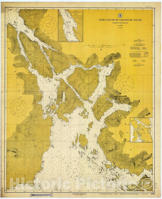 Historic Nautical Map - Sitka Sound To Salisbury Sound, Ak, 1917 NOAA ...