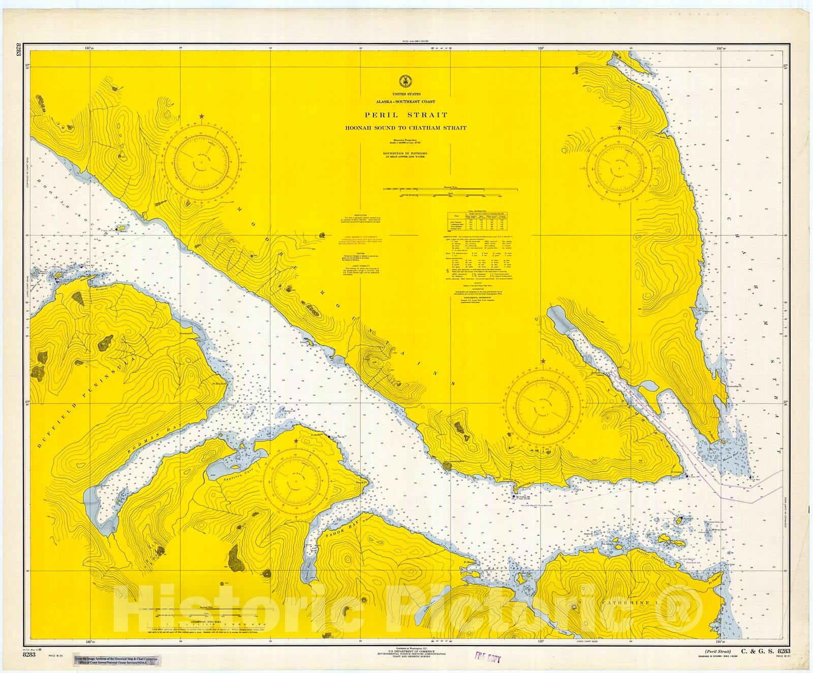 Historic Nautical Map - Peril Strait, 1969 NOAA Chart - Alaska (AK ...