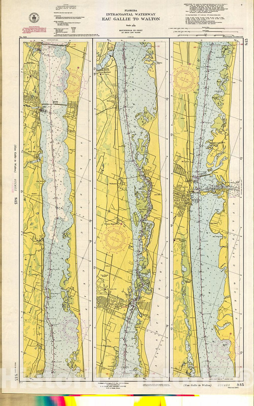 Historic Nautical Map - Eau Gallie To Walton, 1952 NOAA Chart - Florid ...