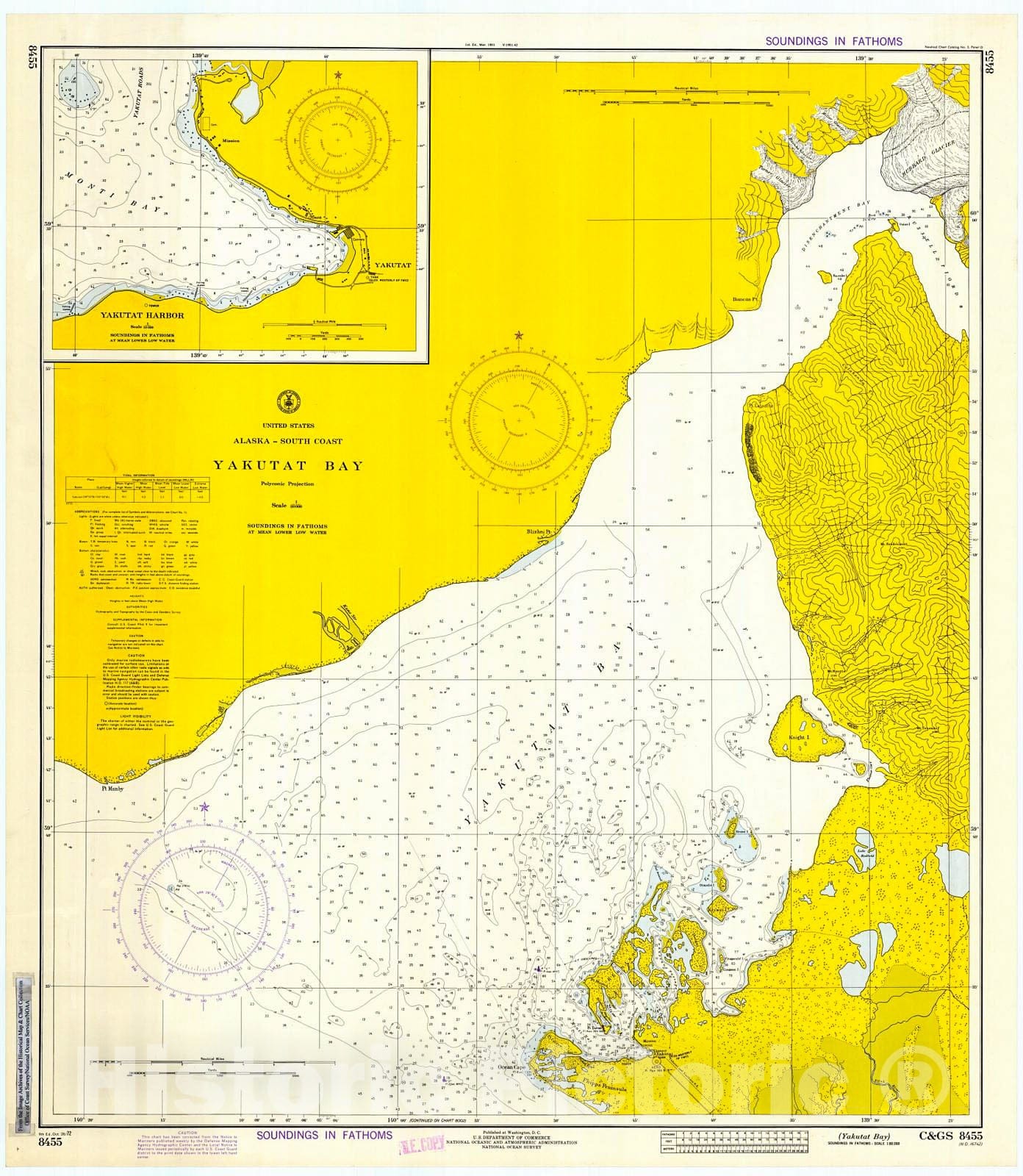 Historic Nautical Map - Yakutat Bay, 1972 NOAA Chart - Alaska (AK) - V ...