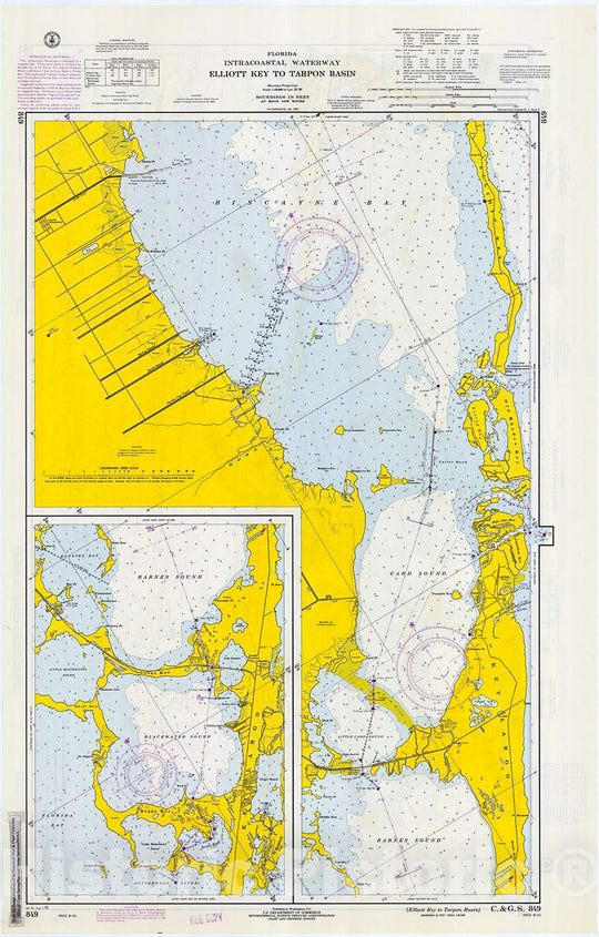 Historic Nautical Map - Elliot Key To Tarpon Basin, 1970 NOAA Chart ...