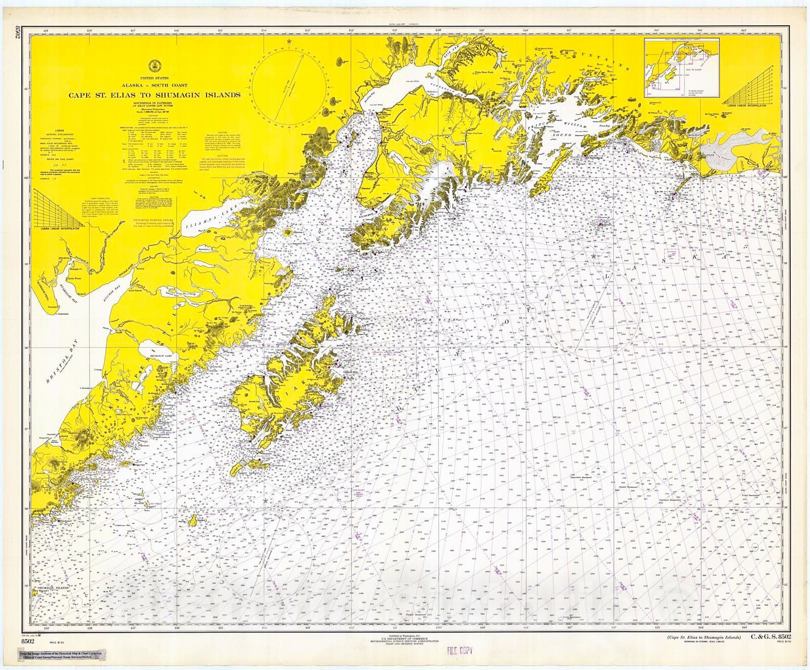 Historic Nautical Map - Cape St. Elias To Shumagin Islands, 1968 NOAA ...