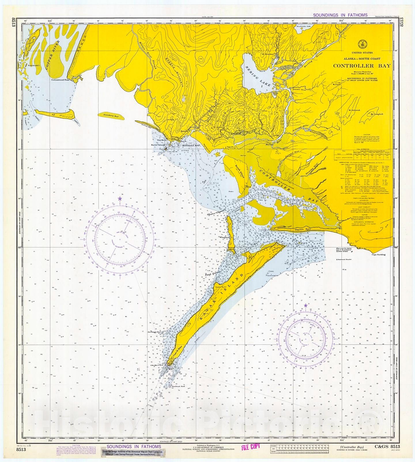 Historic Nautical Map - Controller Bay, 1973 NOAA Chart - Alaska (AK ...