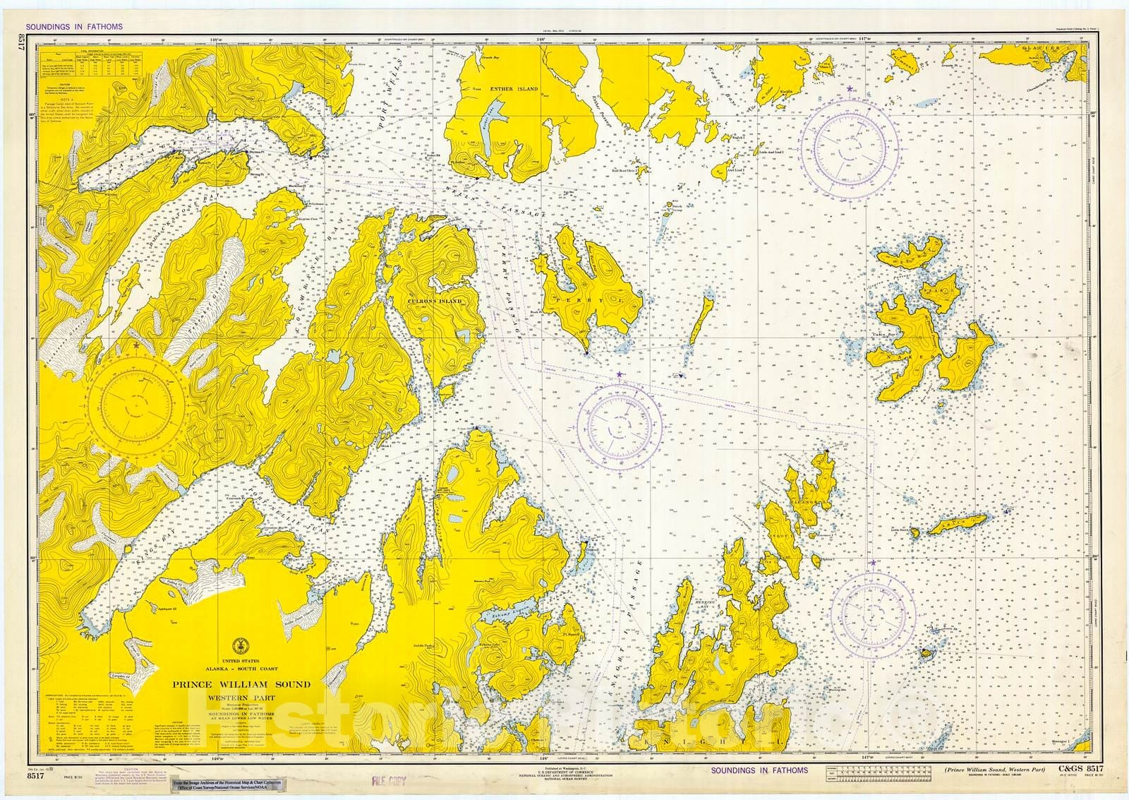 Historic Nautical Map - Prince William Sound, Western Part, 1972 NOAA ...