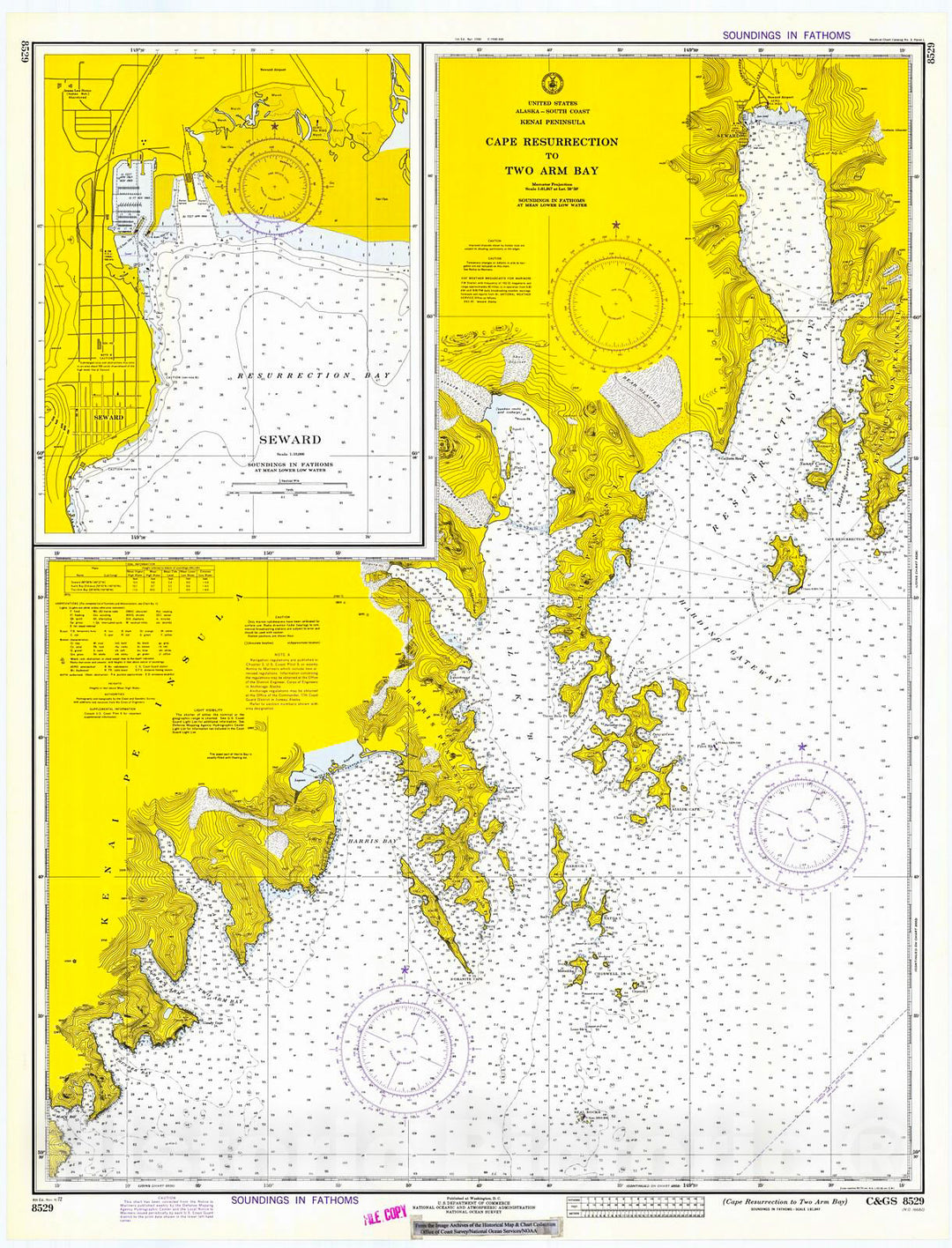 Historic Nautical Map - Cape Resurrection To Two Arm Bay, 1972 NOAA Ch ...