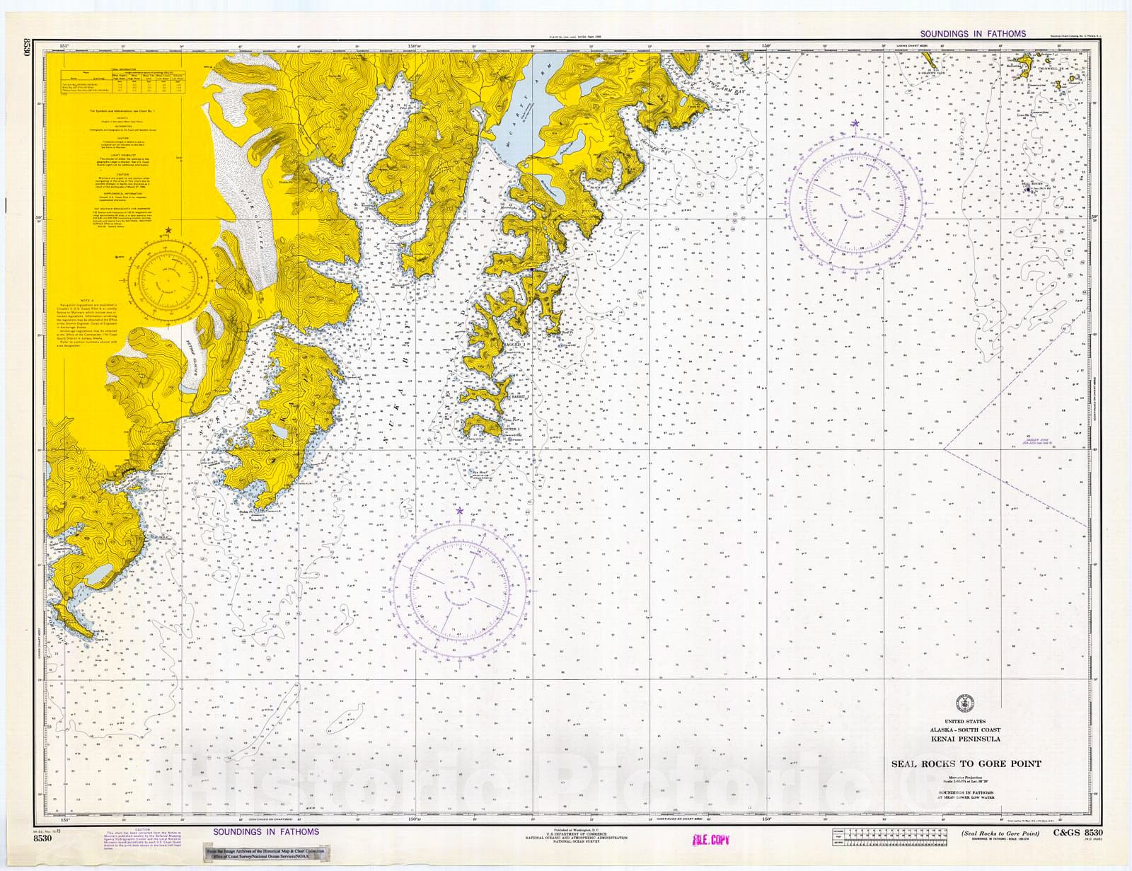 Historic Nautical Map - Seal Rocks To Gore Point, 1973 NOAA Chart - Al ...