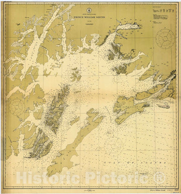 Historic Nautical Map - Prince William Sound, 1912 NOAA Chart - Alaska ...