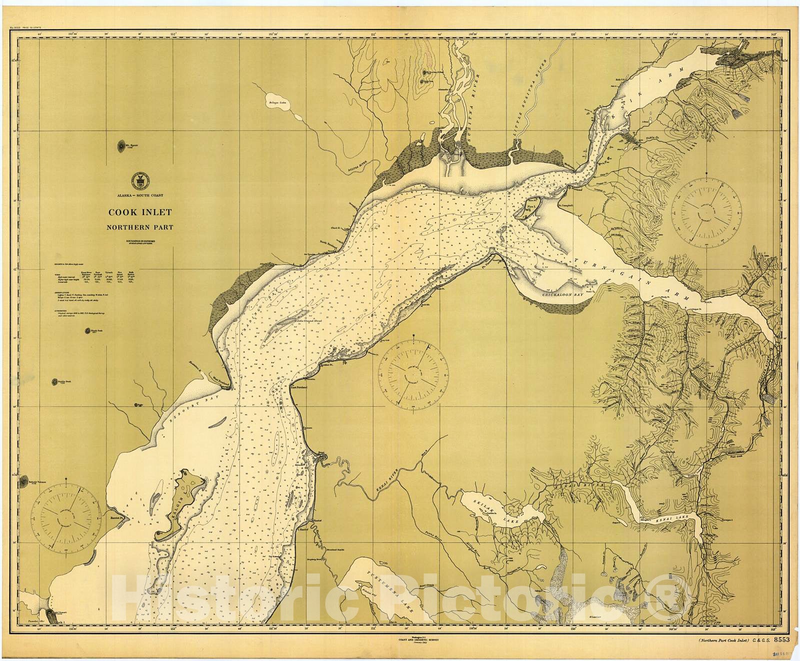 Historic Nautical Map - Cook Inlet : Northern Part, 1912 NOAA Chart ...