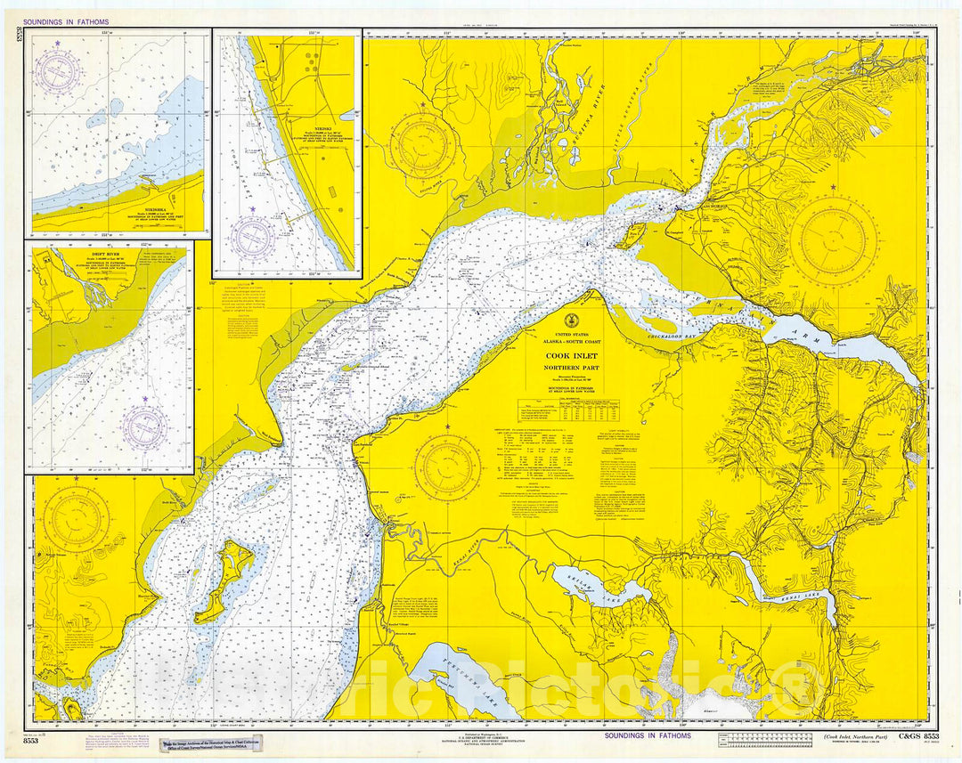 Historic Nautical Map - Cook Inlet, Northern Part, 1973 NOAA Chart - A ...
