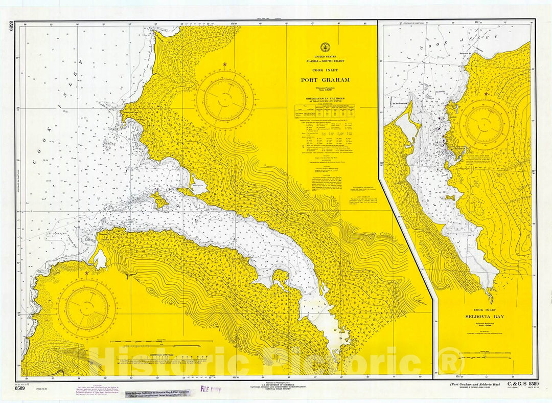 Historic Nautical Map - Port Graham And Seldovia Bay, 1971 NOAA Chart ...