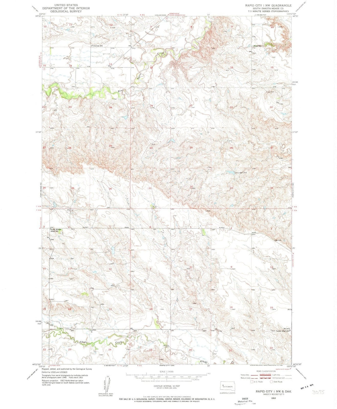 1953 Rapid City 1, SD - South Dakota - USGS Topographic Map – Historic ...