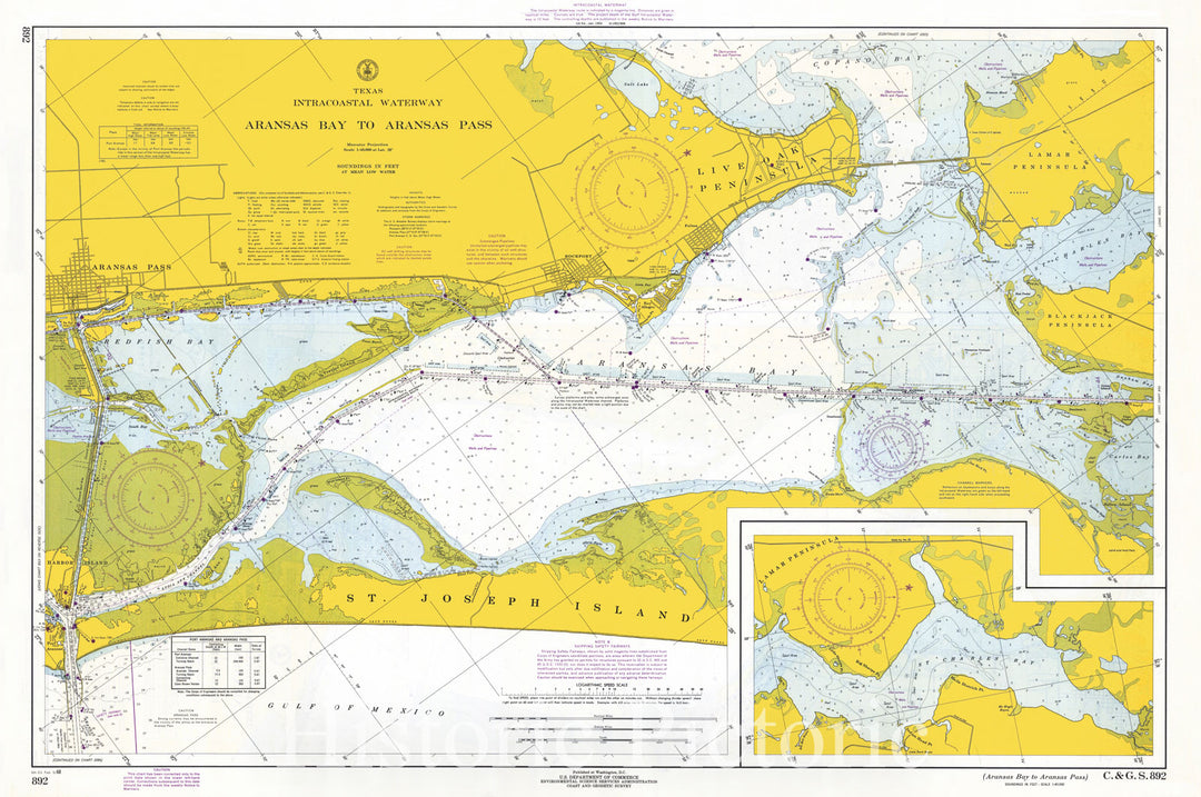 Historic Nautical Map - Aransas Bay To Aransas Pass, 1968 NOAA Chart ...
