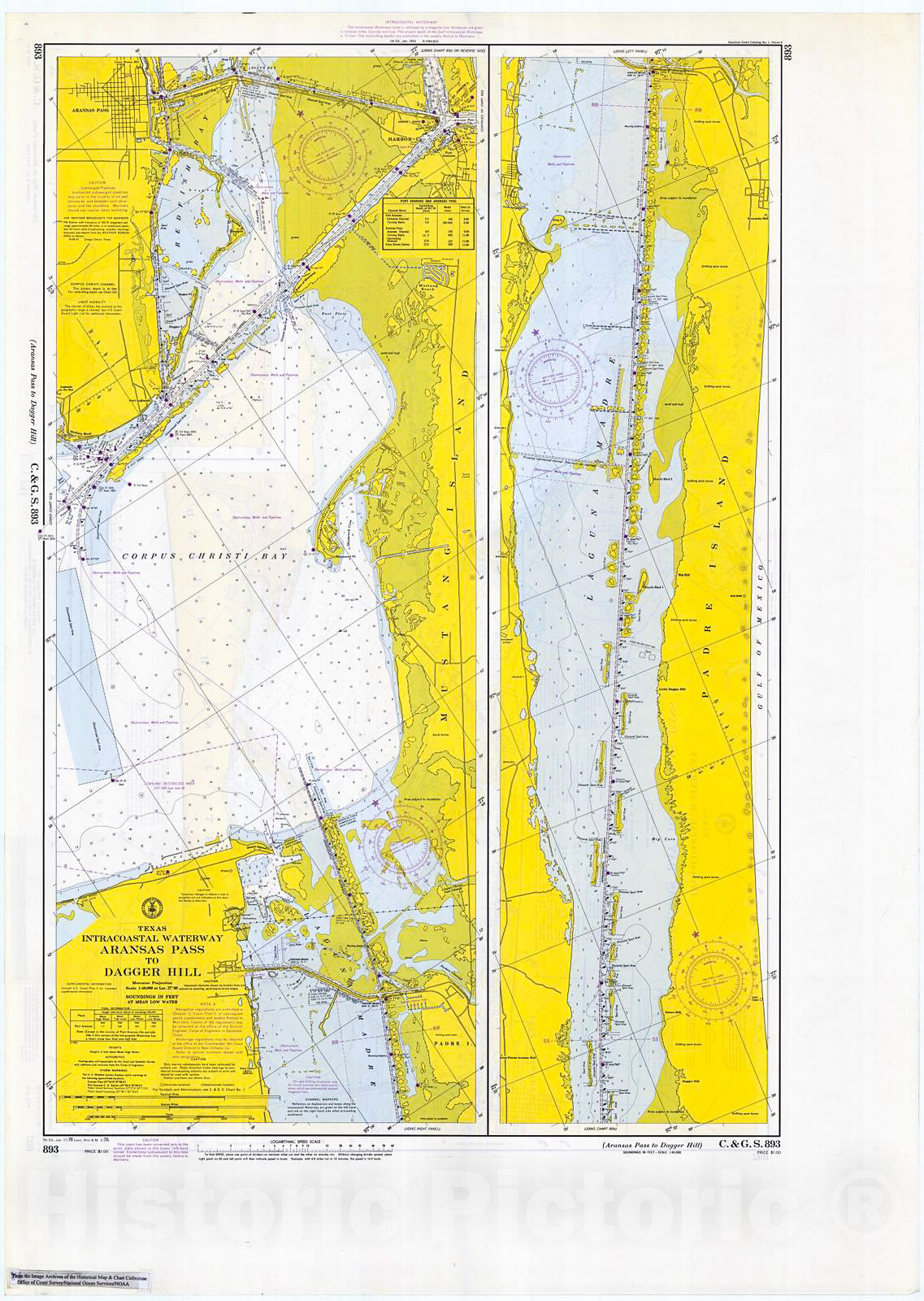 Historic Nautical Map - Aransas Pass To Dagger Hill, 1970 NOAA Chart ...