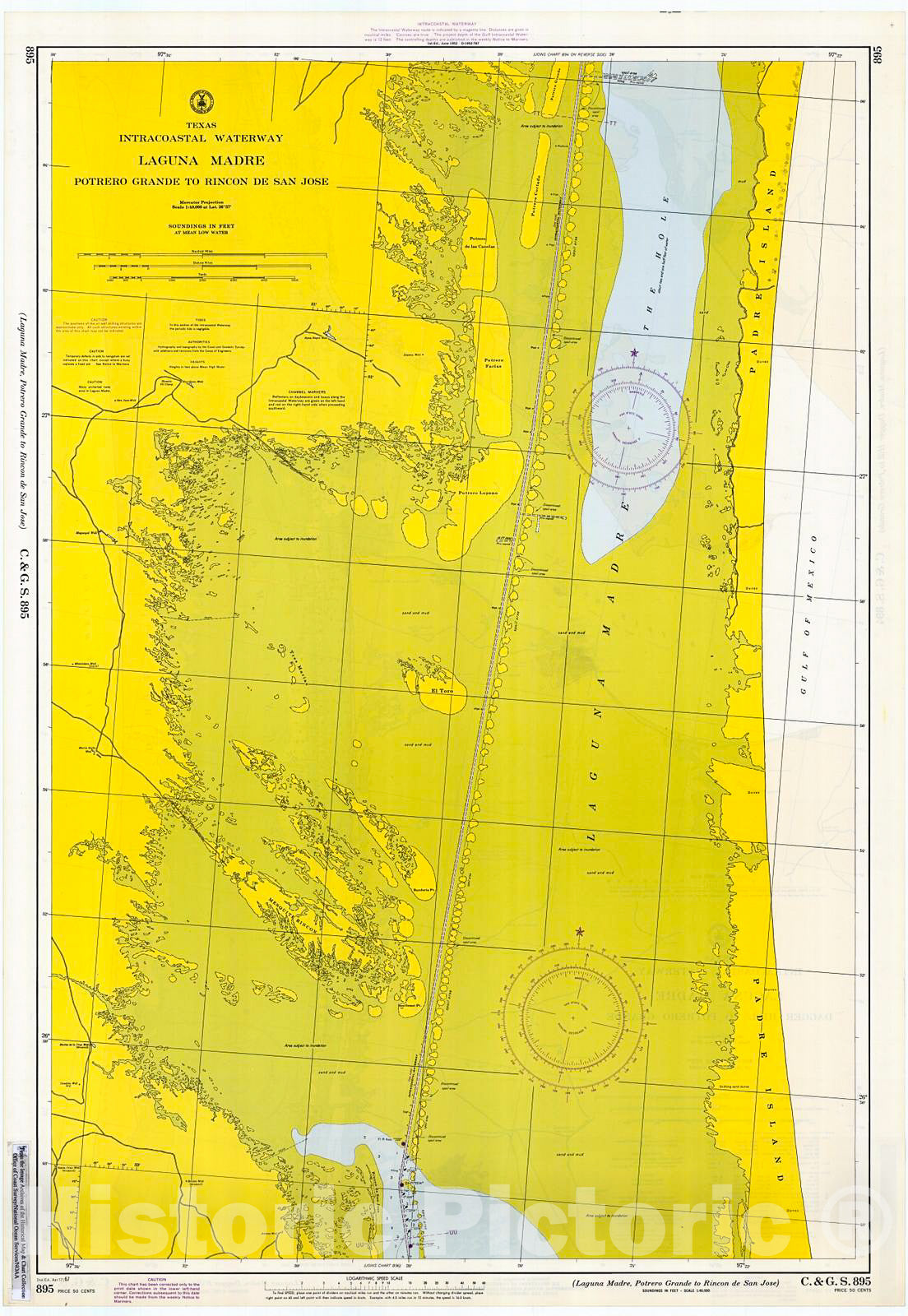 Historic Nautical Map - Laguna Madre : Potrero Grande To Rincon De San ...