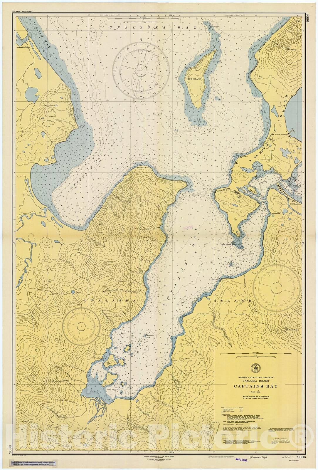 Historic Nautical Map - Captains Bay, 1943 NOAA Chart - Alaska (AK ...