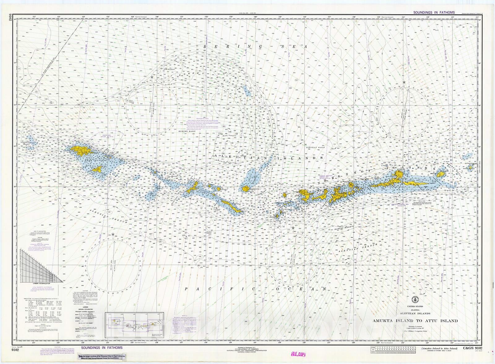 Historic Nautical Map - Amukta Island To Attu Island, 1974 NOAA Chart ...