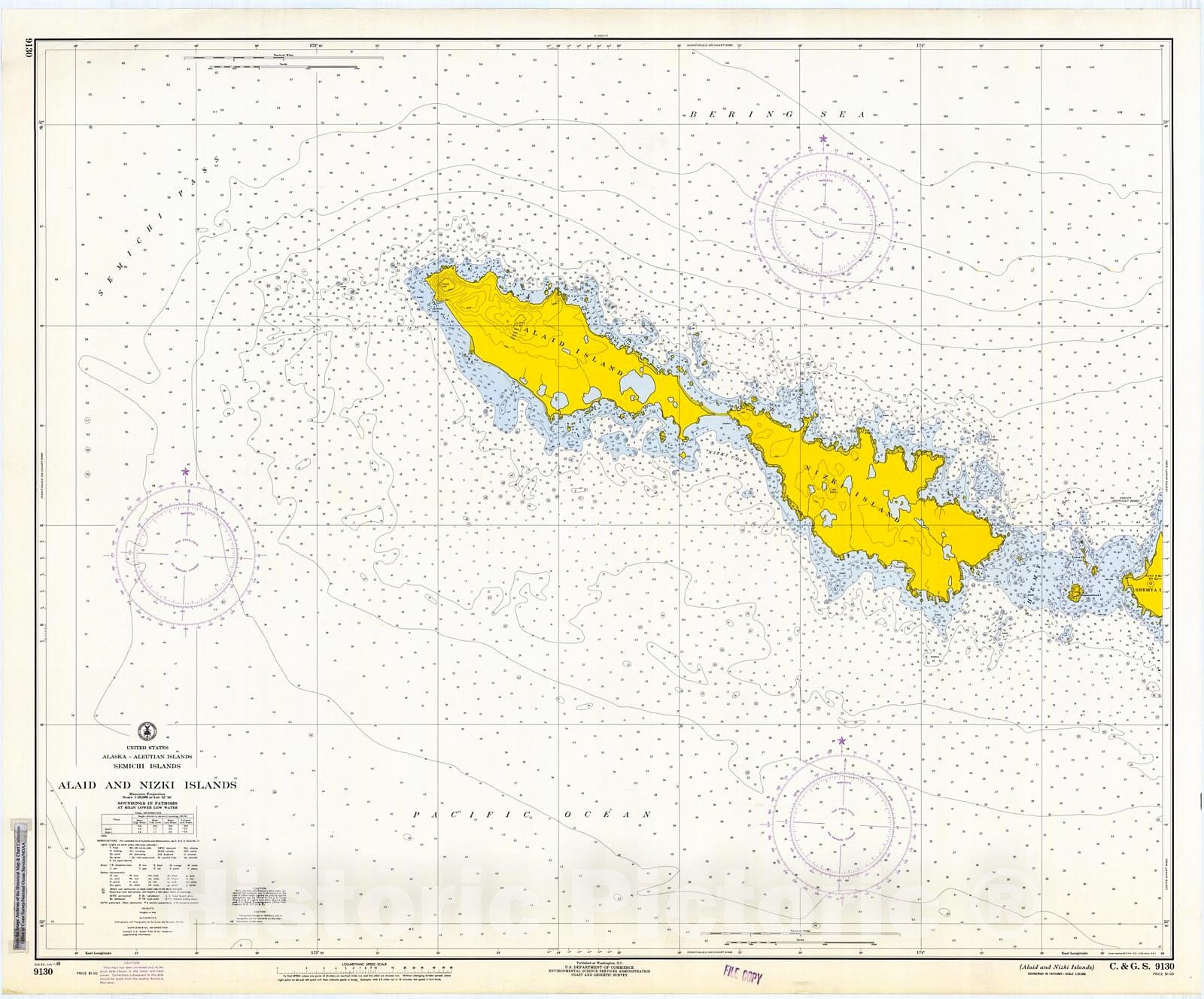 Historic Nautical Map - Alaid And Nizki Islands, 1969 NOAA Chart - Ala ...