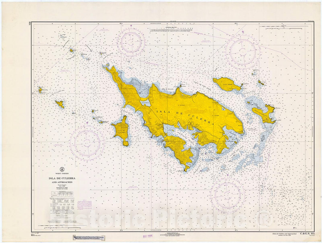 Historic Nautical Map - Isla De Culebra And Approaches, 1967 NOAA Char ...