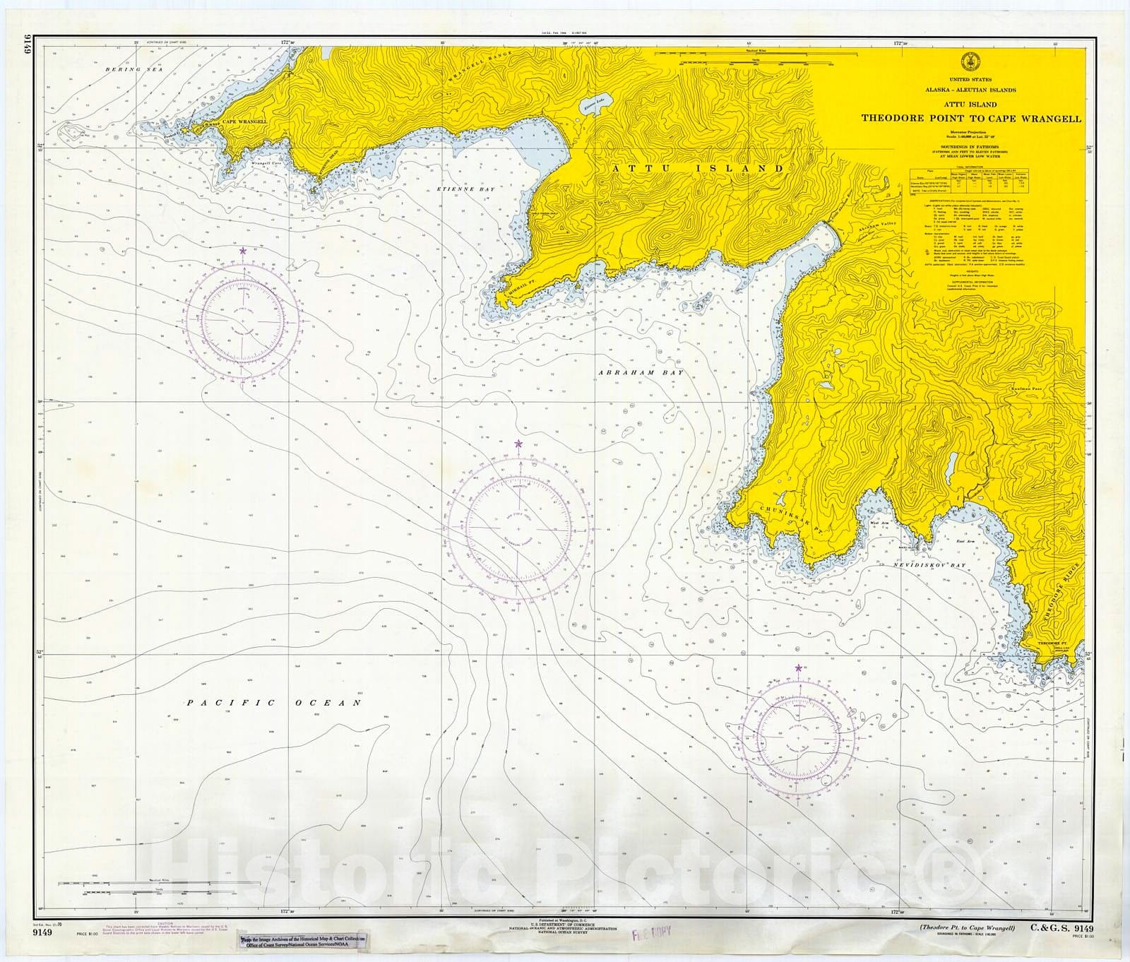 Historic Nautical Map - Theodore Pt. To Cape Wrangell, 1970 NOAA Chart ...