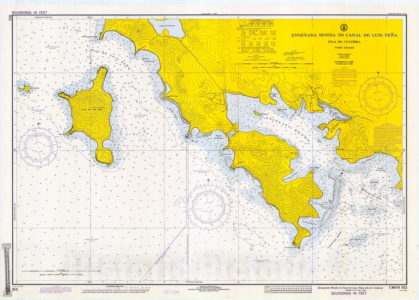 Historic Nautical Map - Ensenada Honda To Canal De Luis Pena, Isla De ...