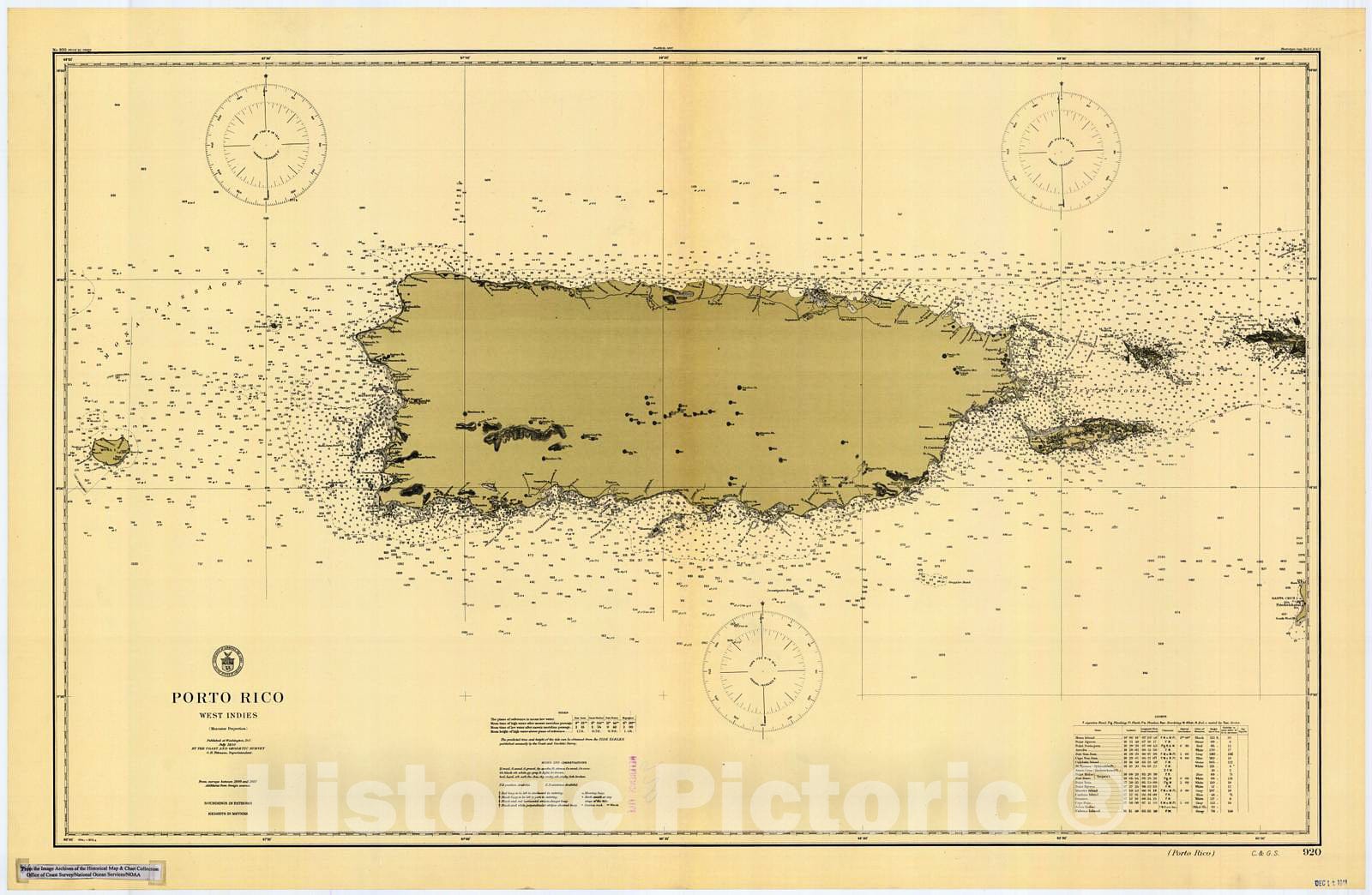 Historic Nautical Map - Porto Rico, 1910 NOAA Chart - Puerto Rico (PR ...