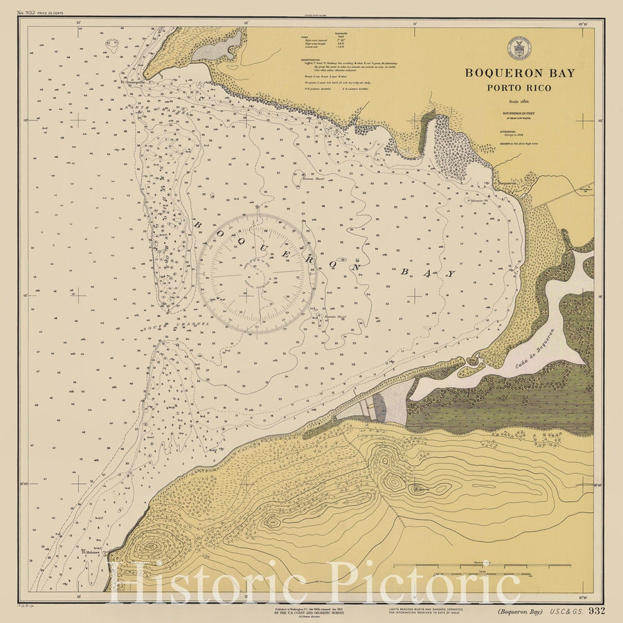Historic Nautical Map - Boqueron Bay, 1931 NOAA Chart - Puerto Rico (P ...
