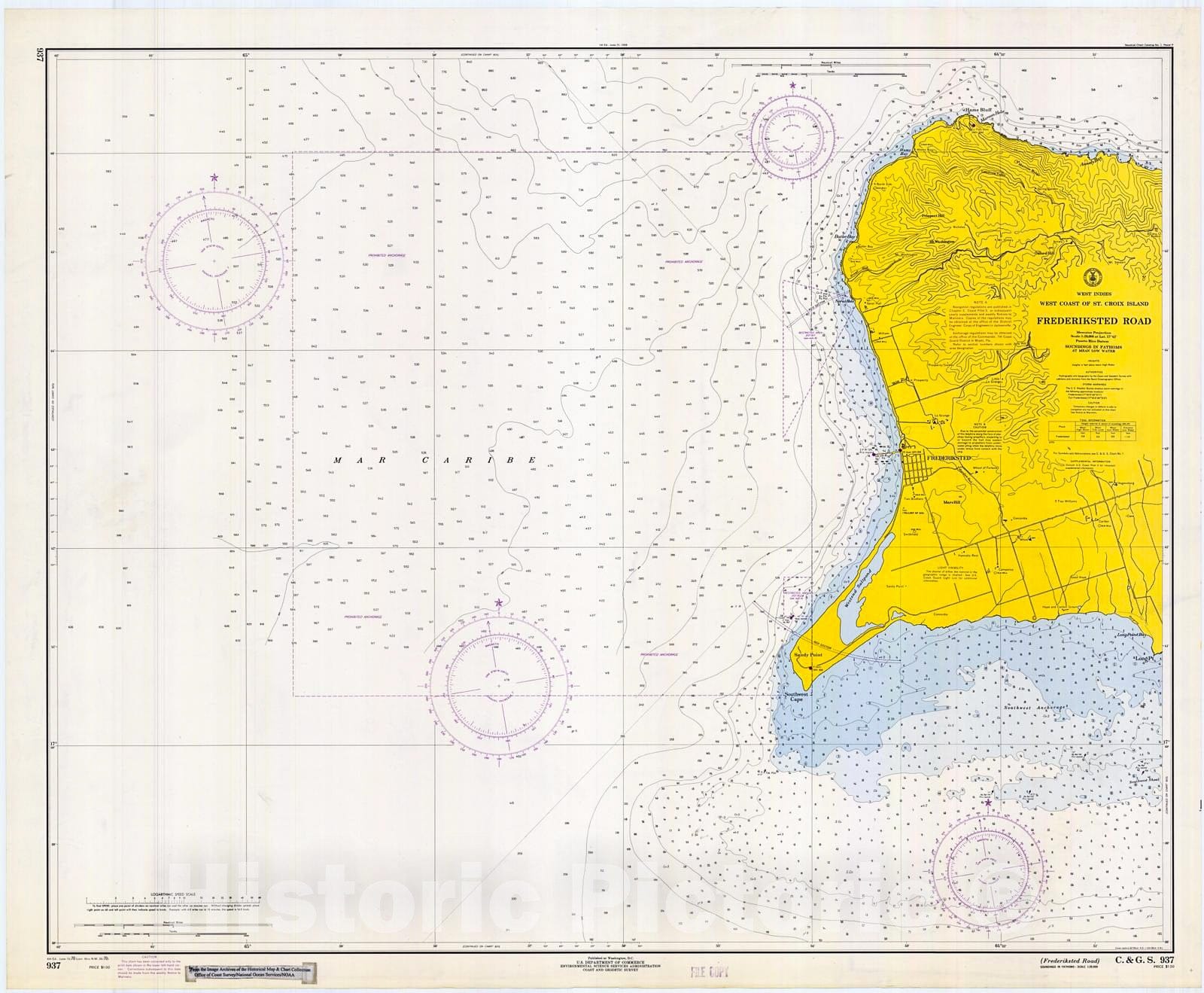 Historic Nautical Map - Fredericksted Road, 1970 NOAA Chart - WINVinta ...