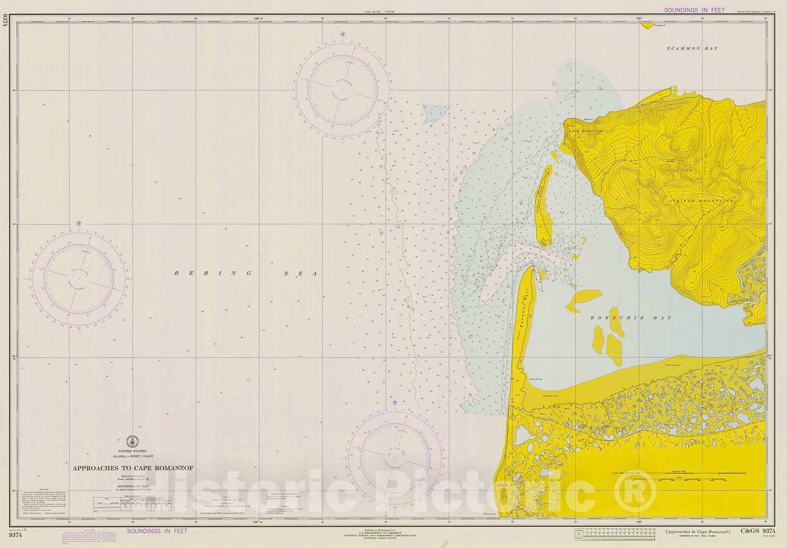 Historic Nautical Map - Approaches To Cape Romanzof, 1973 NOAA Chart ...