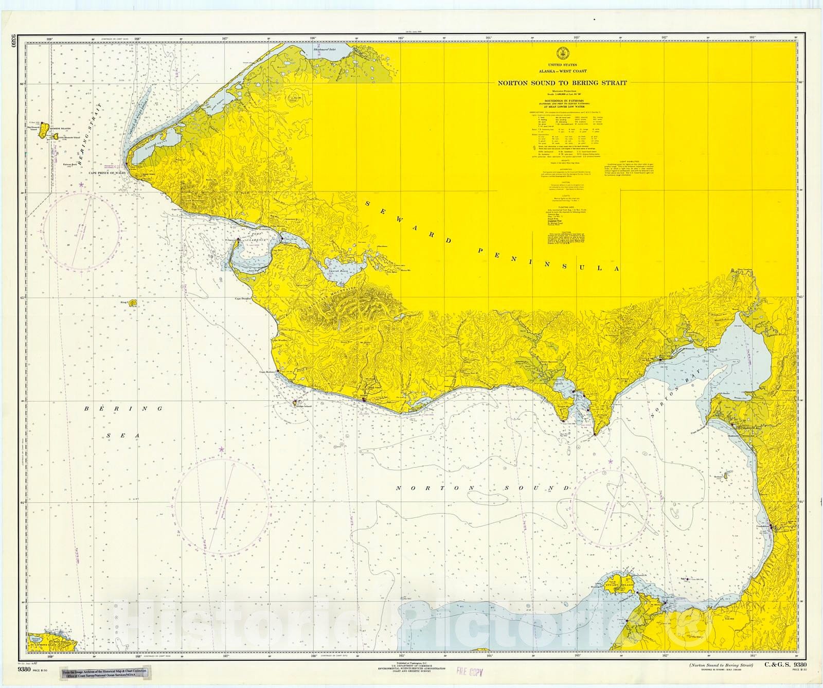 Historic Nautical Map - Norton Sound To Bering Strait, 1967 NOAA Chart ...