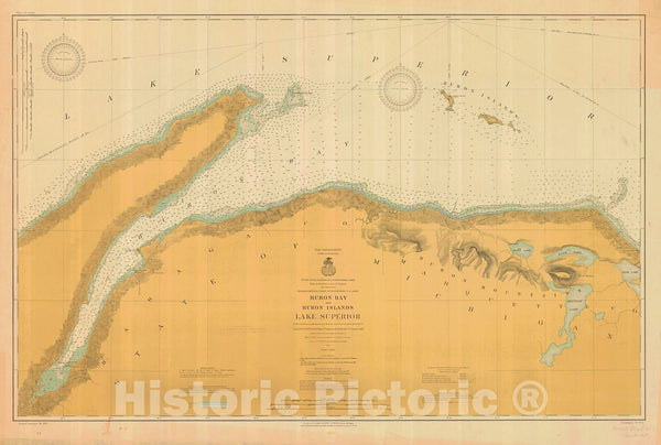 Historic Nautical Map - Huron Bay And Huron Islands Lake Superior, 191 ...