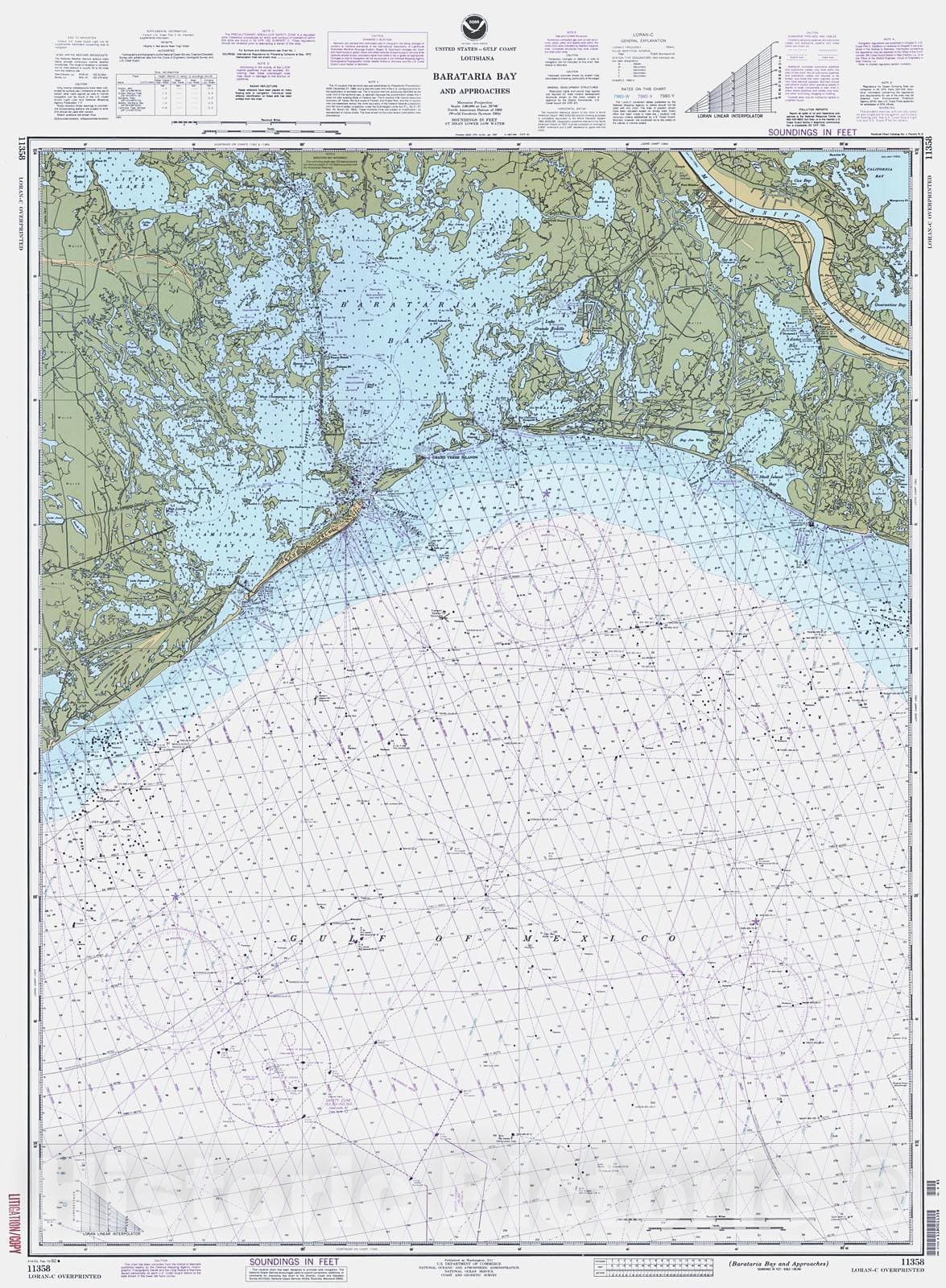 Historic Nautical Map - Barataria Bay And Approaches, 1992 NOAA Chart ...