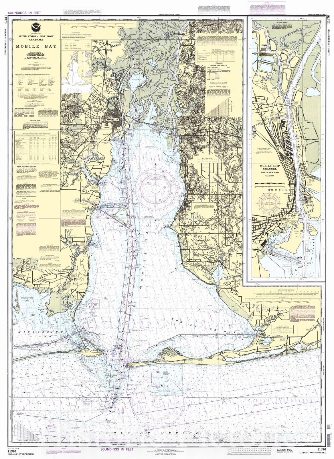 Historic Nautical Map - Mobile Bay, 1995 NOAA Chart - Alabama (AL) - V ...