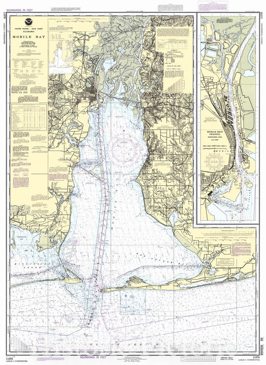 Historic Nautical Map - Mobile Bay, 1995 NOAA Chart - Alabama (AL) - V ...