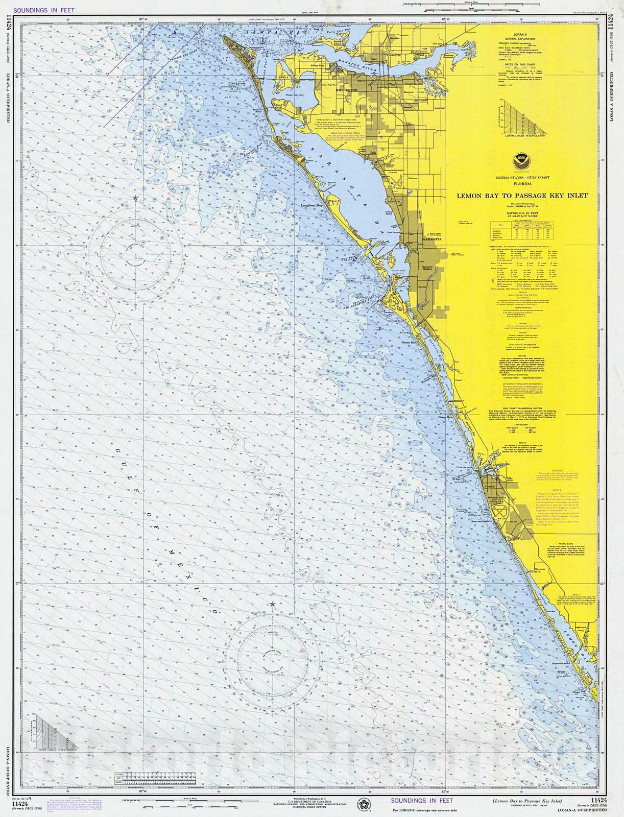 Historic Nautical Map - Lemon Bay To Passage Key Inlet, 1976 NOAA Char ...