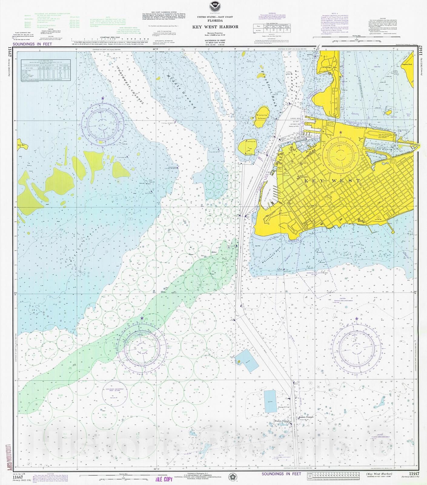 Historic Nautical Map - Key West Harbor, 1976 NOAA Chart - Florida (FL ...