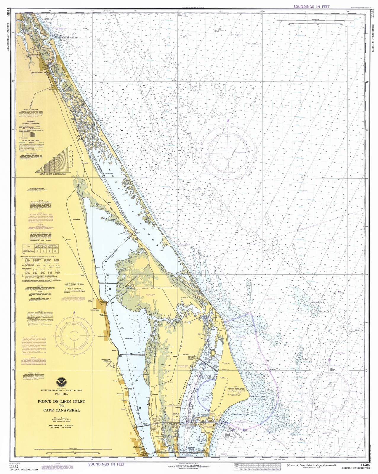 Historic Nautical Map - Ponce De Leon Inlet To Cape Canaveral, 1978 NO ...