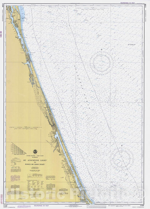 Historic Nautical Map - St Augustine Light To Ponce De Leon Inlet, 197 ...