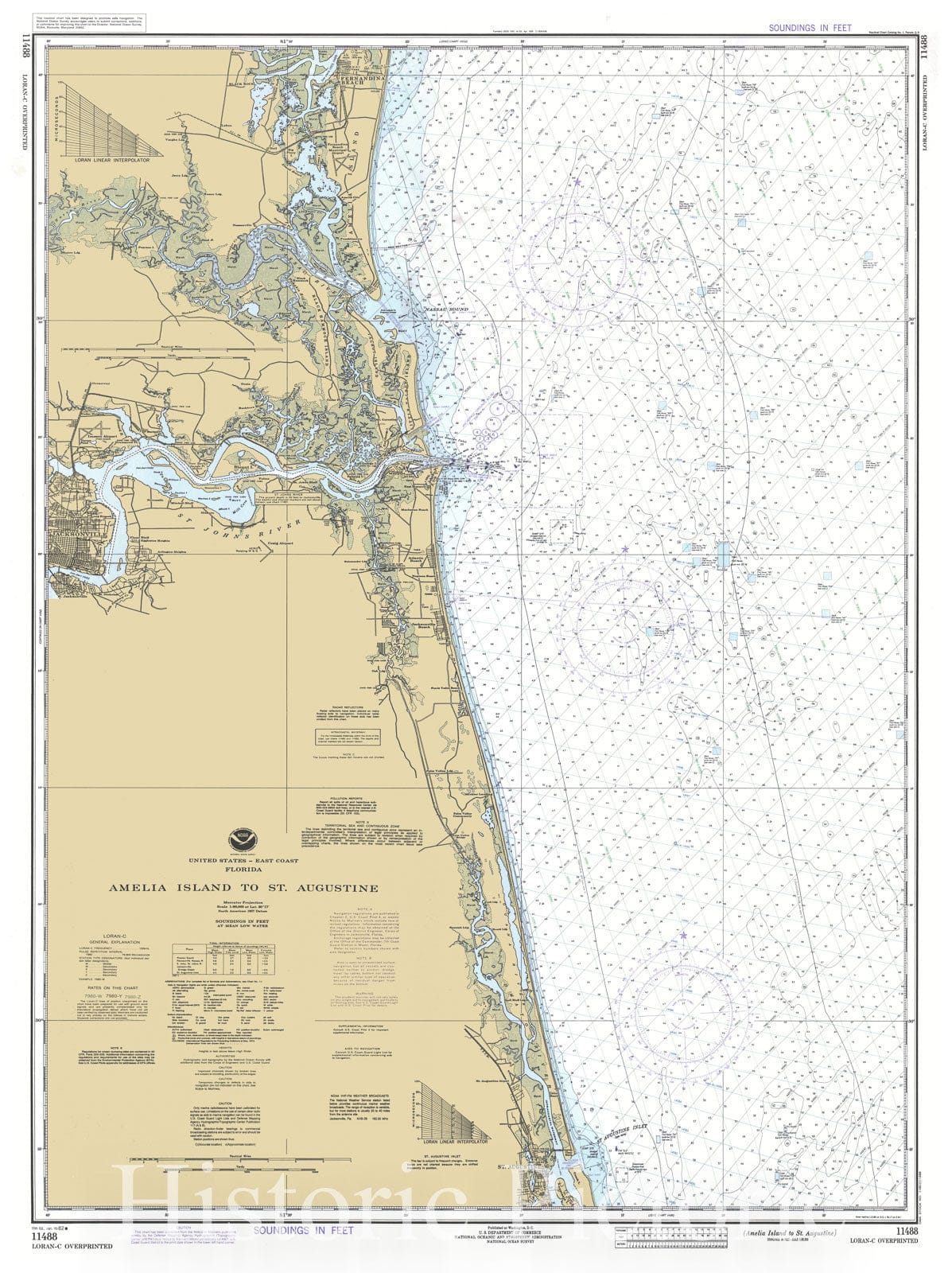 Historic Nautical Map - Amelia Island To St Augustine, 1982 NOAA Chart ...