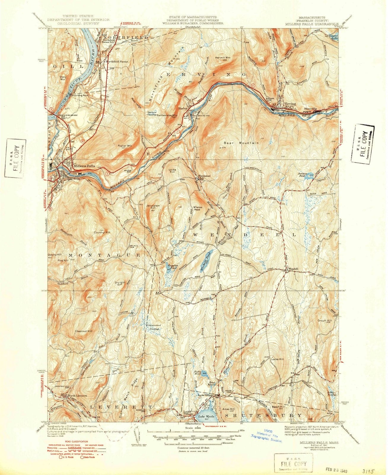 1941 Millers Falls, MA - Massachusetts - USGS Topographic Map ...