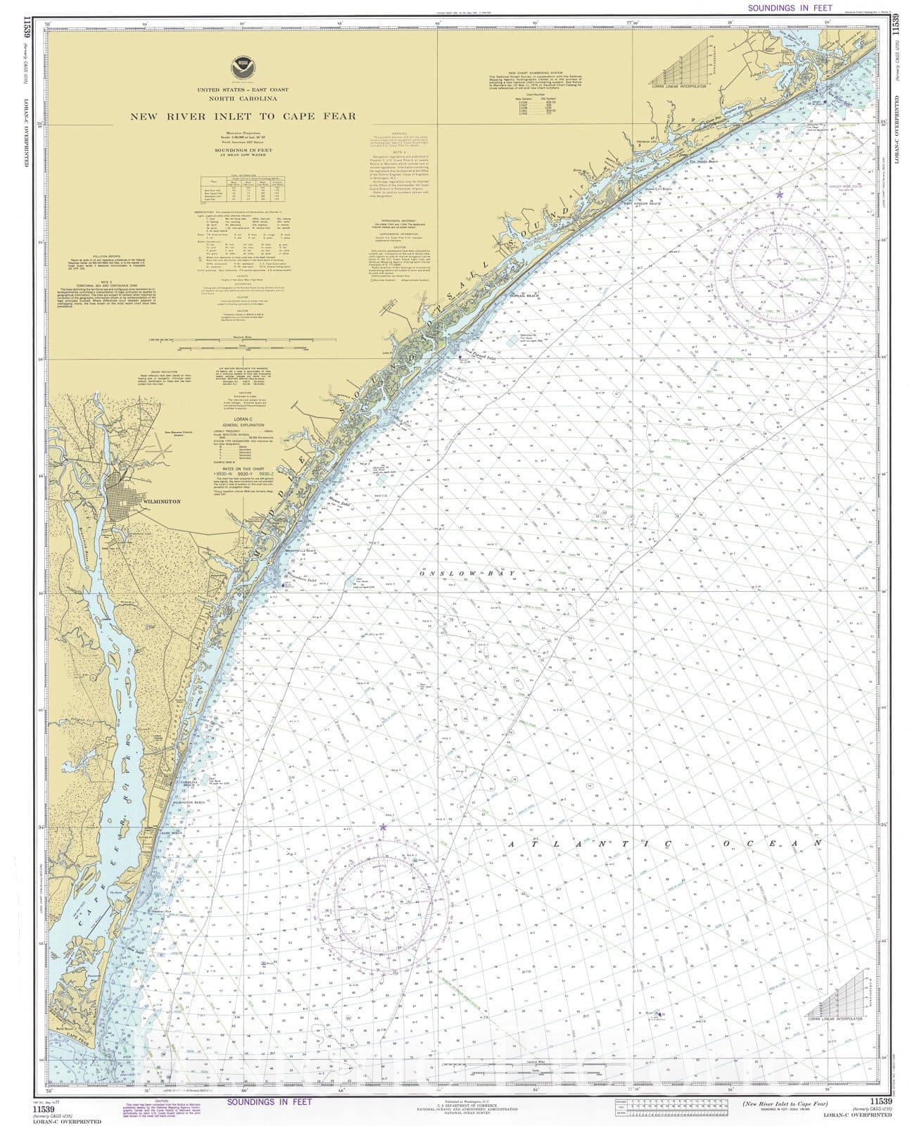 Historic Nautical Map - New River Inlet To Cape Fear, 1977 NOAA Chart ...