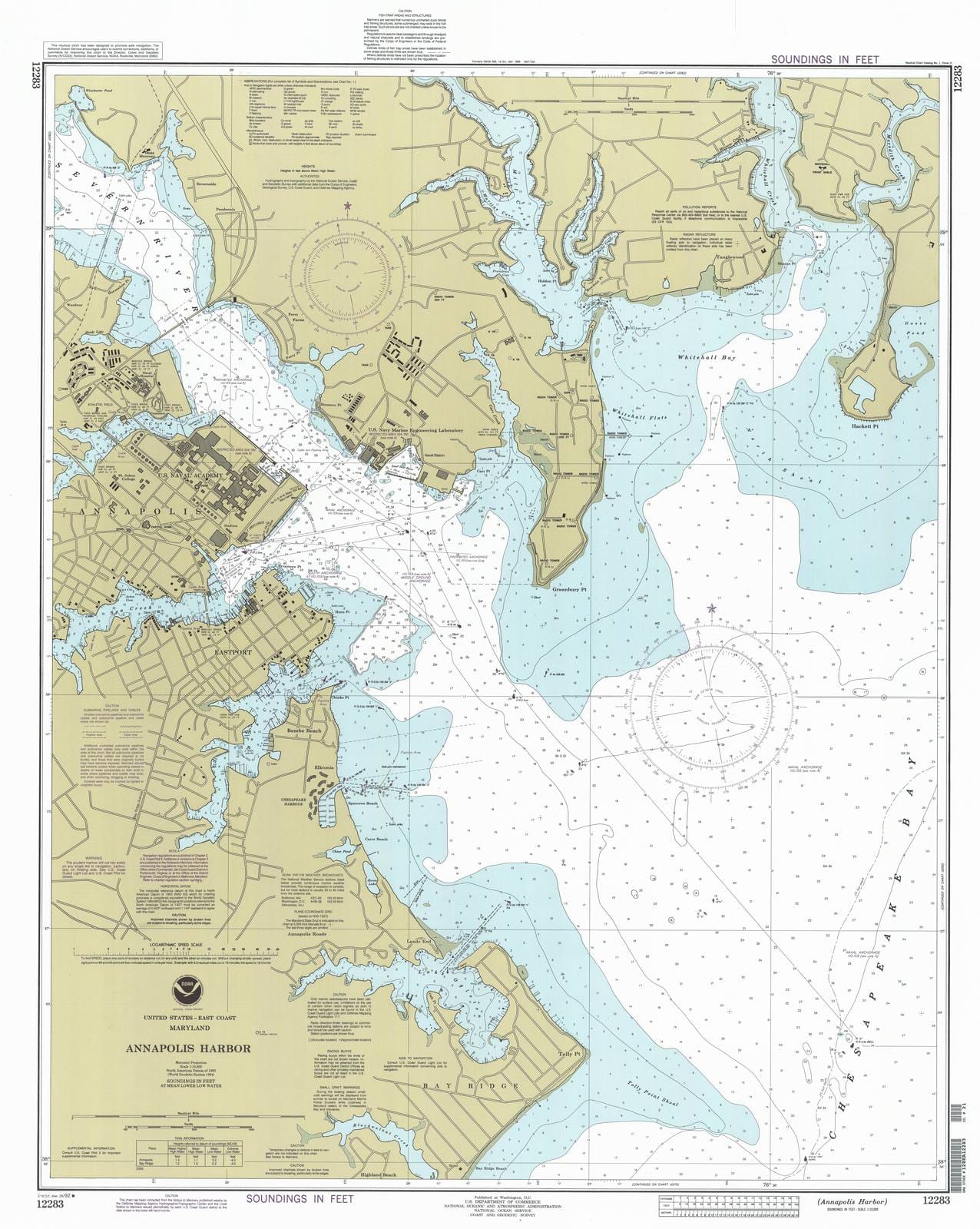 Historic Nautical Map - Annapolis Harbor, 1992 NOAA Chart - Maryland ...