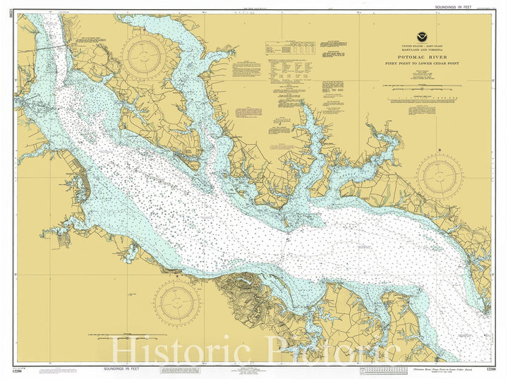 Historic Nautical Map - Potomac River - Piney Point To Lower Cedar Poi ...