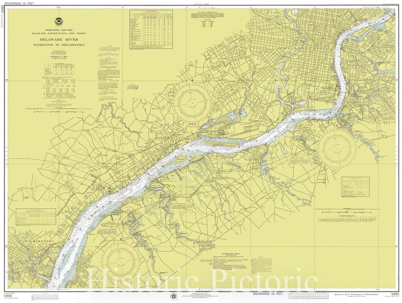 Historic Nautical Map - Delaware River -Wilmington To Philadelphia, 19 ...