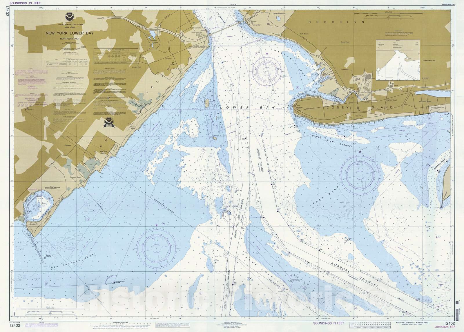 Historic Nautical Map - New York Lower Bay - Northern Part, 1995 NOAA ...